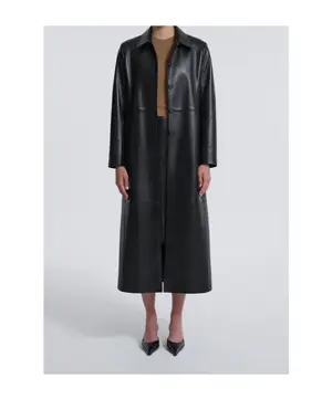 Nour Hammour Gotham Sleek Leather Coat