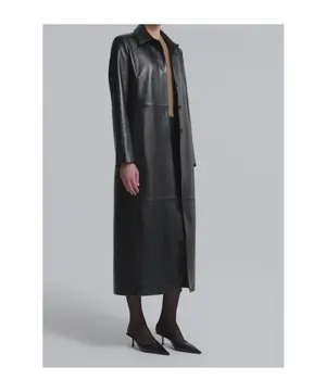 Nour Hammour Gotham Sleek Leather Coat
