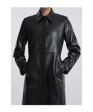 Nour Hammour Gotham Sleek Leather Coat