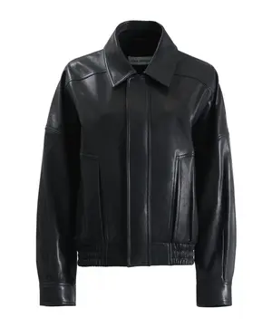 Nour Hammour Long-sleeved Leather Jacket - Black