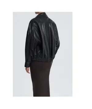 Nour Hammour Long-sleeved Leather Jacket - Black