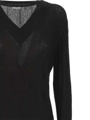 JOSEPH Ribbed-knit V-neck Long Sleeve Top