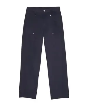 Paloma Wool Casual Straight Leg Pants With Belt Loops - Navy Blue