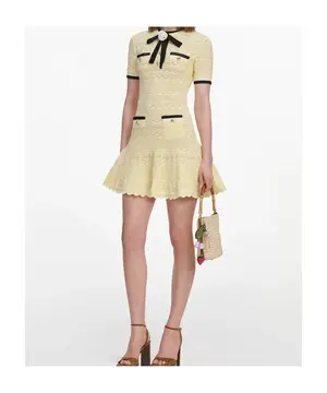 SELF-PORTRAIT Pointelle Knit Mini Dress