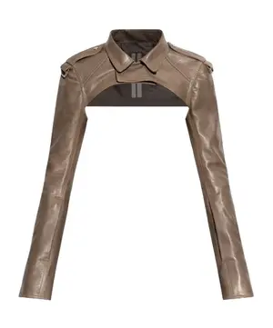Rick Owens Cropped Leather Jacket With Strap Detail