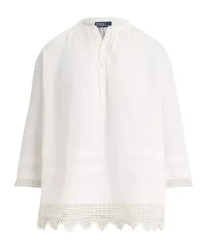 Polo Ralph Lauren Plain Wave" Embroidered Top With Lace Trim