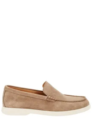 BOSS Suede Mocassino With Logo - Beige