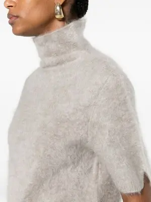 Soft Goat Cashmere Turtle-neck Sweater - Beige