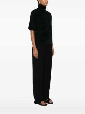 Soft Goat Cashmere High Neck Short Sleeve Sweater
