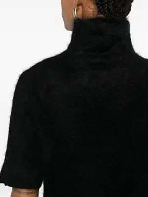 Soft Goat Cashmere High Neck Short Sleeve Sweater