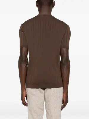 PEOPLE OF SHIBUYA Raimu Ribbed Knit Crew Neck Sweater - Brown