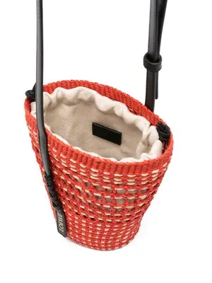 Loewe Braided Raffia Bucket Bag - Red