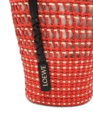 Loewe Braided Raffia Bucket Bag - Red