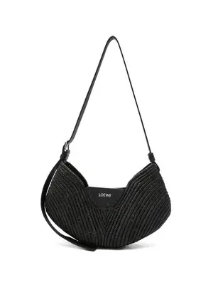 Loewe Swing Medium Raffia Shoulder Bag - Black
