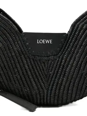 Loewe Swing Medium Raffia Shoulder Bag - Black