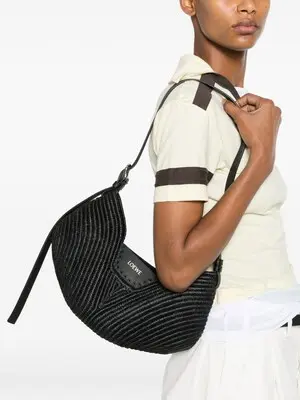 Loewe Swing Medium Raffia Shoulder Bag - Black