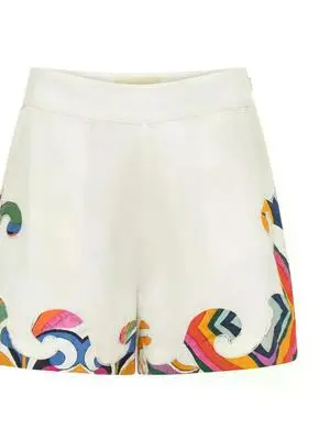 Carolina K Embroidered Scalloped-hem Shorts