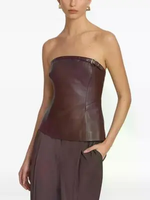 VIKTORIA & WOODS Buckle-detail Leather Bandeau Top