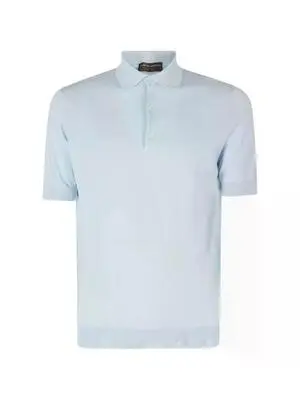 FILIPPO DE LAURENTIIS Short-sleeve Knitted Polo Shirt - Blue