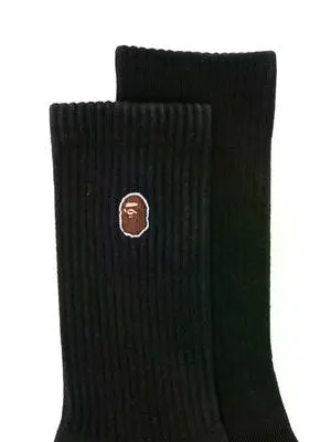 A BATHING APE Ribbed Logo Socks