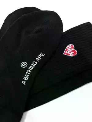A BATHING APE Ribbed Logo Socks