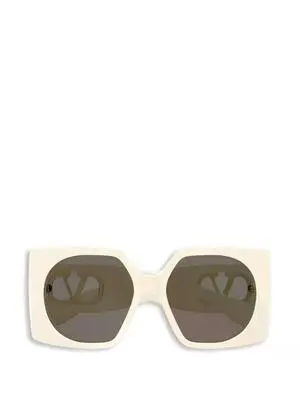 Valentino Garavani Vlogo Geometric-frame Sunglasses - Neutrals
