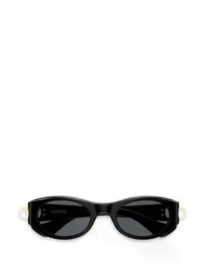 Valentino Garavani Vlogo Oval Sunglasses - Black