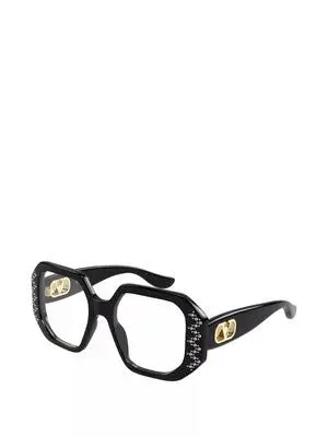 Valentino Garavani Vlogo Crystal-embellished Geometric-frame Glasses