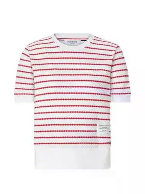 Thom Browne Striped Honeycomb-rib T-shirt - Red