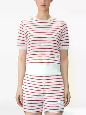 Thom Browne Striped Honeycomb-rib T-shirt