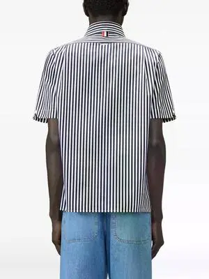 Thom Browne Striped Sailboat Embroidery Short Sleeve Shirt Blue