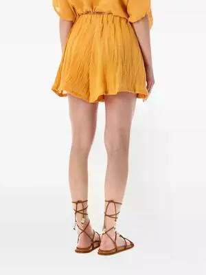 120% Lino Crinkled Finish Elasticated Waist Shorts