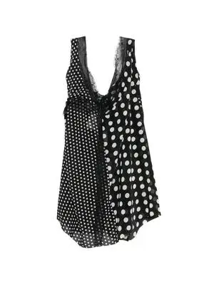 Junya Watanabe Polka-dot Lace-trimmed Midi Dress
