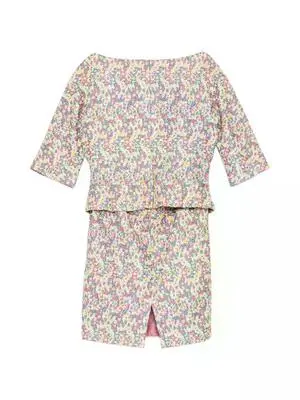 Versace Floral-embroidered Skirt Set