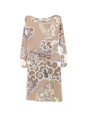 Emilio Pucci Abstract Print Midi Dress - Brown