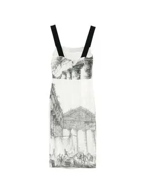 Dolce & Gabbana Greek Temple Print Midi Dress