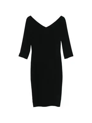 Dolce & Gabbana V-neck Long Sleeve Midi Dress - Black