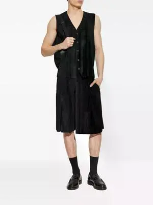 Issey Miyake Pleated V-neck Waistcoat - Black