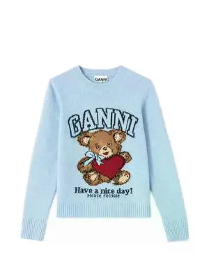 GANNI Graphic Print Wool Blend Sweater