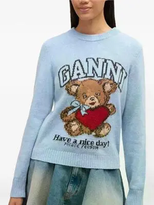 GANNI Graphic Print Wool Blend Sweater