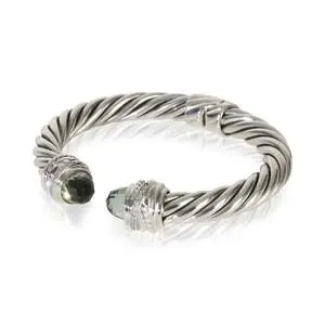 David Yurman Sterling Silver Prasiolite And Diamond Crossover Cable Bracelet