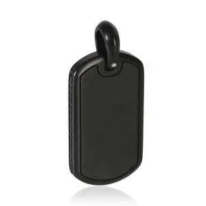 David Yurman Sterling Silver Black Diamond Dog Tag Pendant