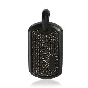 David Yurman Sterling Silver Black Diamond Dog Tag Pendant - Sterling_silver/titanium