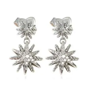 David Yurman Sterling Silver Diamond Starburst Earrings