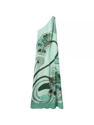 La DoubleJ Roy One-shoulder Floral-print Silk Dress - Green