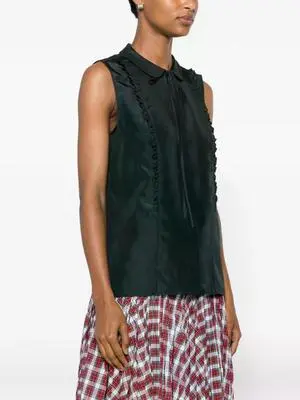 N°21 Ruffle-trimmed Sleeveless Shirt - Black