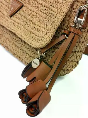 Guess Ofelia Floral-charm Shoulder Bag - Neutrals