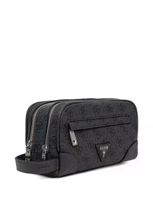 Guess Monogram Print Wash Bag - Black