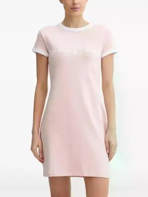 Guess Embroidered Logo T-shirt Midi Dress - Pink