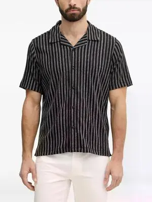 Guess Stripe-print Short-sleeve Shirt - Black